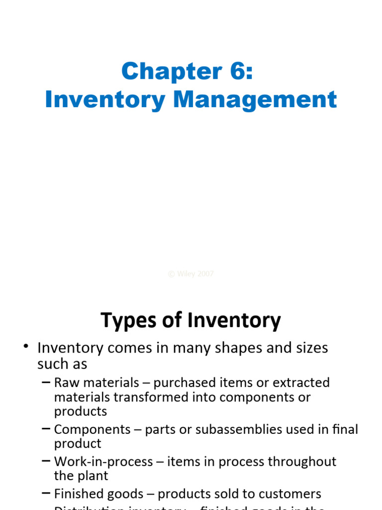 Chapter 6 Inventory Management Om | PDF | Inventory | Business Process Management