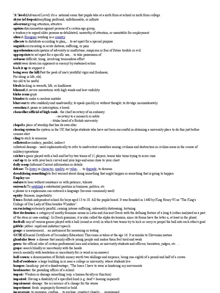 Glossary | PDF | Schools | Students