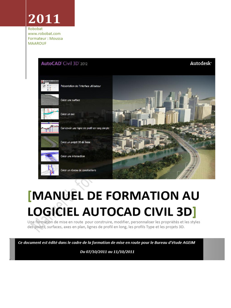 Manuel de Formation AutoCAD Civil 3D | PDF | AutoCAD | Application
