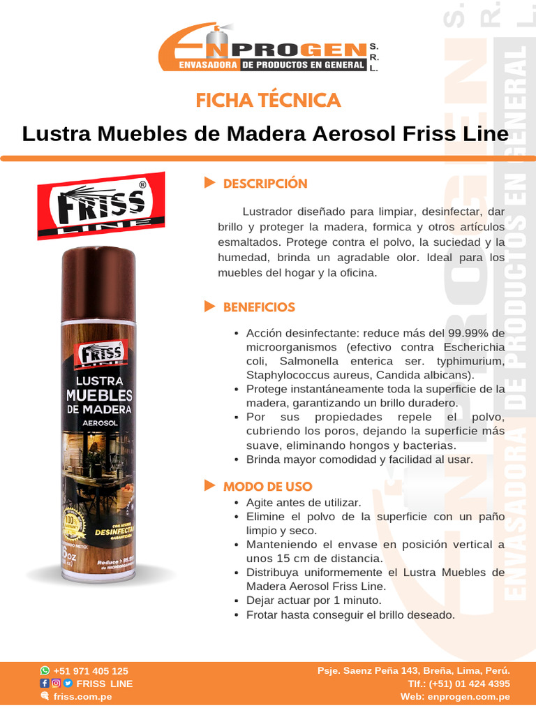 FT. Lustra Muebles de Madera Aerosol PDF | PDF