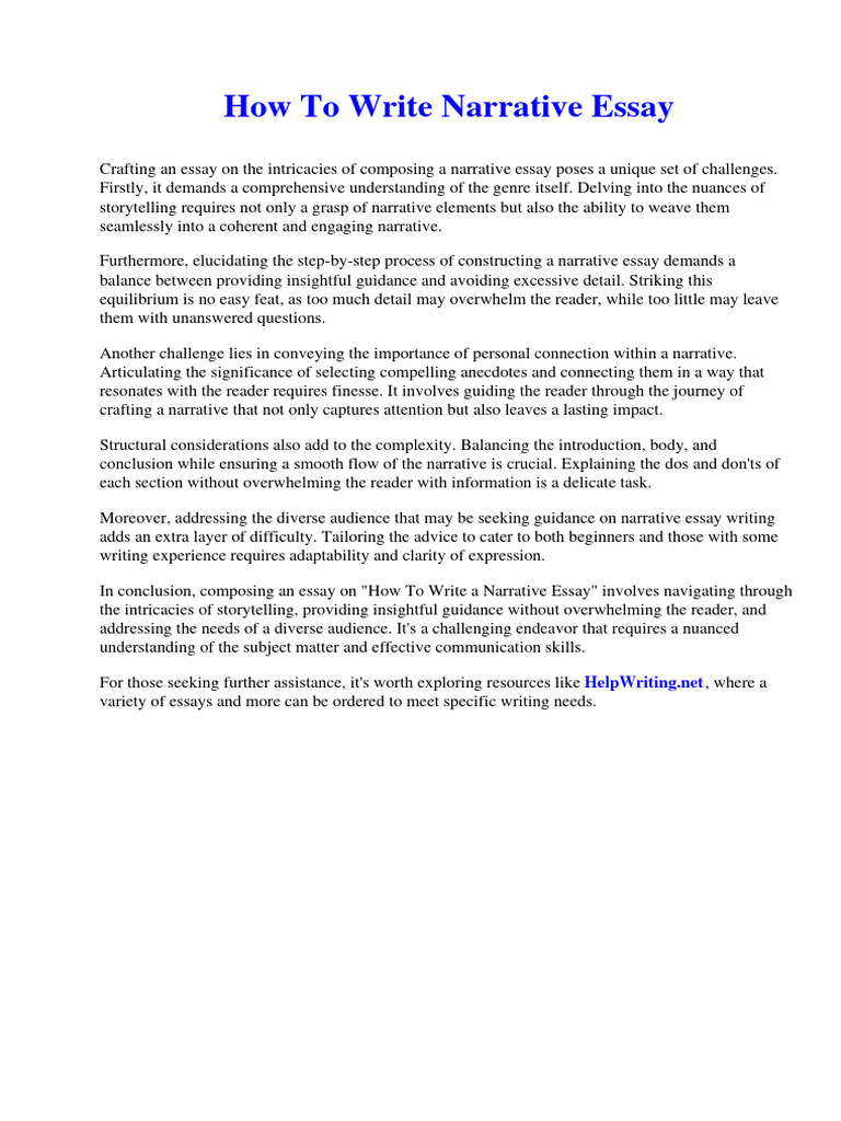 How to Write Narrative Essay | PDF | Narrative | Peter Pan