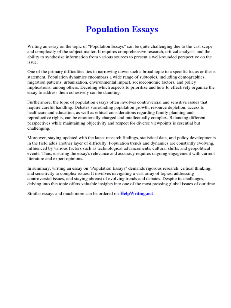 Population Essays | PDF | Substantial Similarity