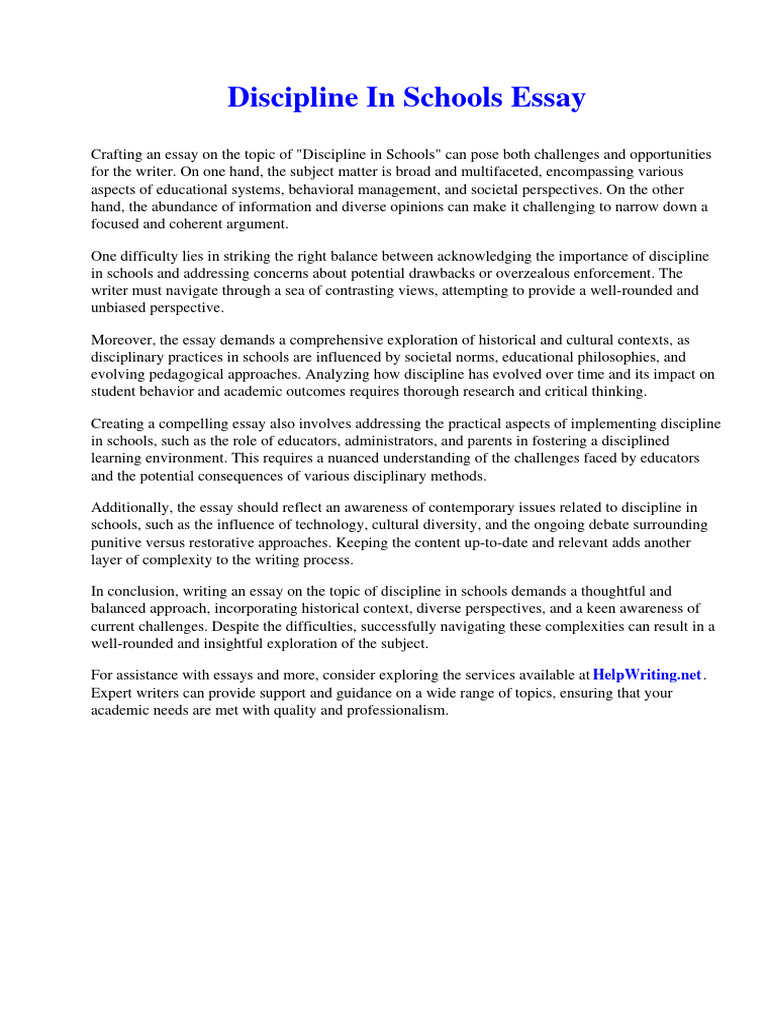 Discipline in Schools Essay | PDF | To Kill A Mockingbird | Sweatshop