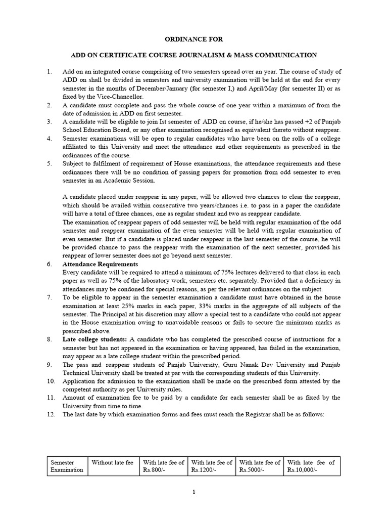 Add On - Certificate Course in Journalism & Mass Communication ...