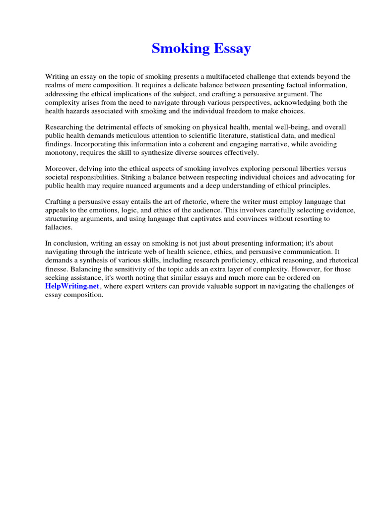 Smoking Essay | PDF | Essays | Racism