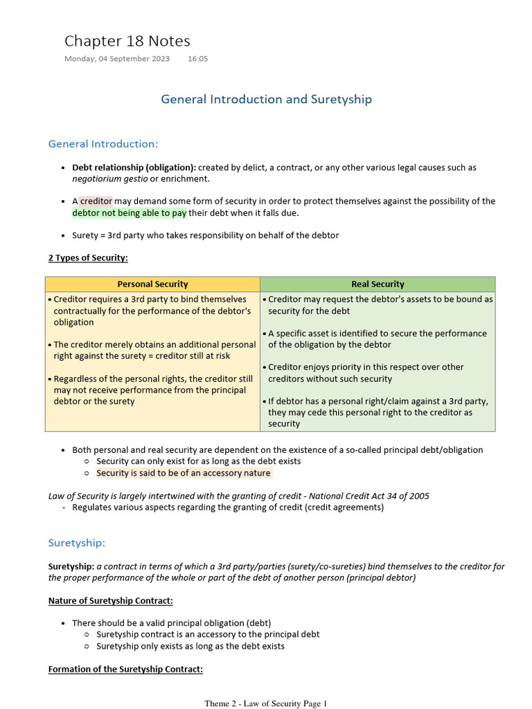 Understanding Suretyship and Security Law | PDF | Mortgage Law | Surety
