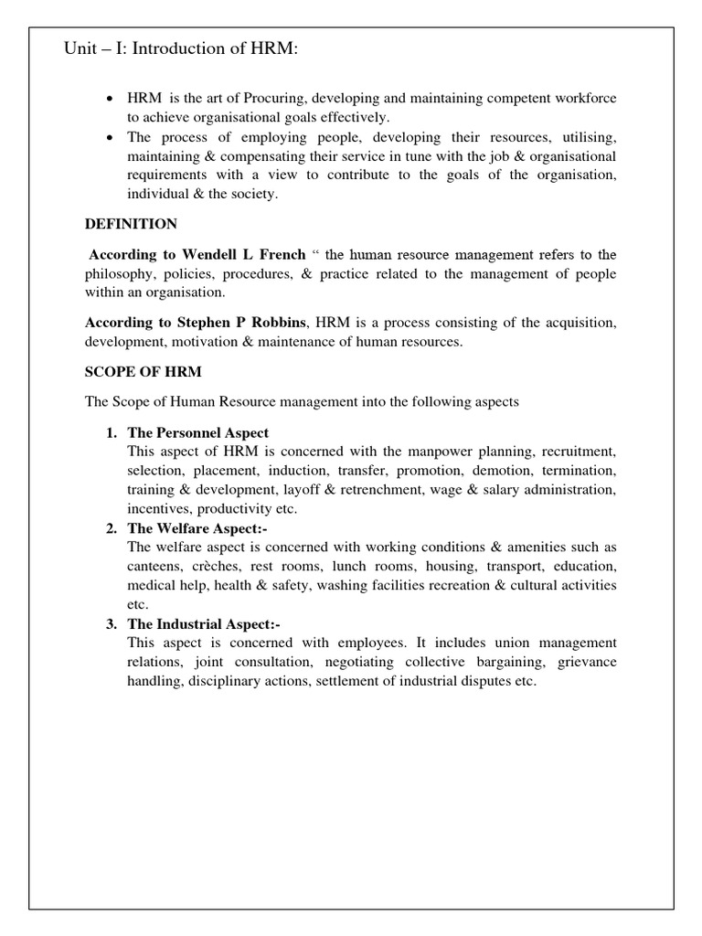 HRM Introduction | PDF | Human Resource Management | Human Resources