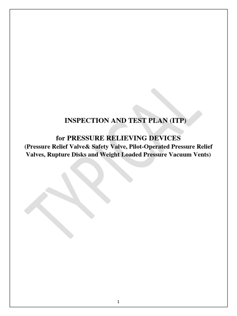 Inspection and Test Plan For Pressure Reliving Devices 1707841397 | PDF ...