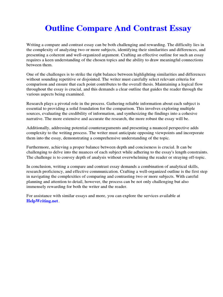 Outline Compare and Contrast Essay | PDF | Essays | Capitalism