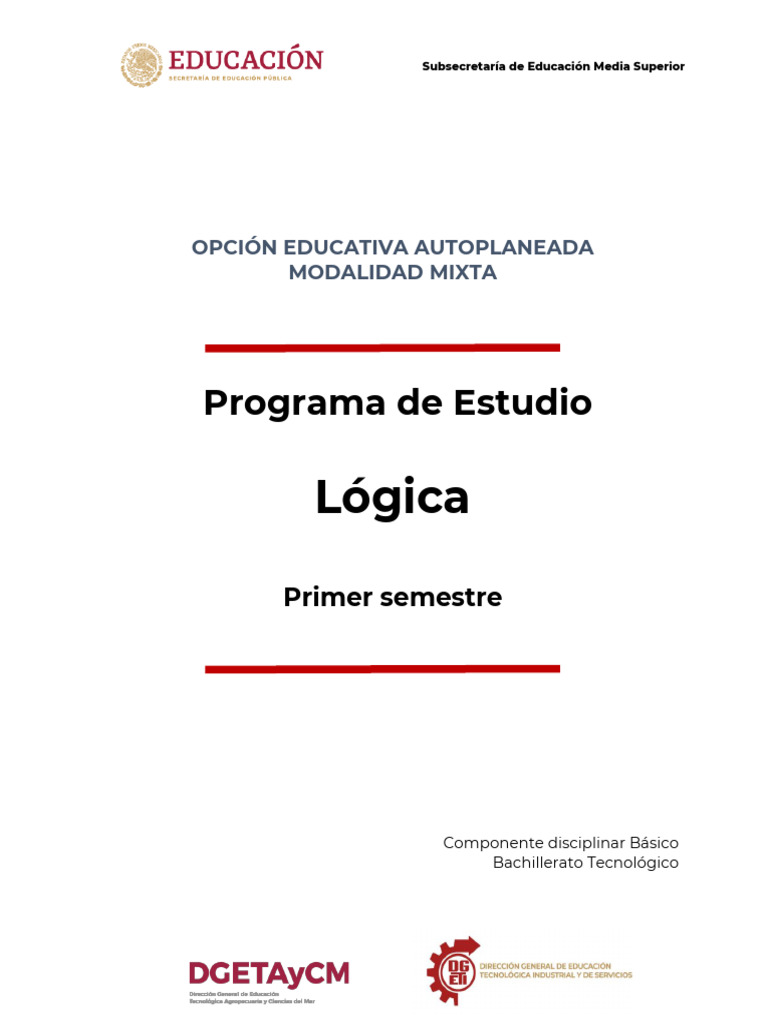 Programa de Estudio Lógica Bachillerato | PDF | Pensamiento | Plan de ...