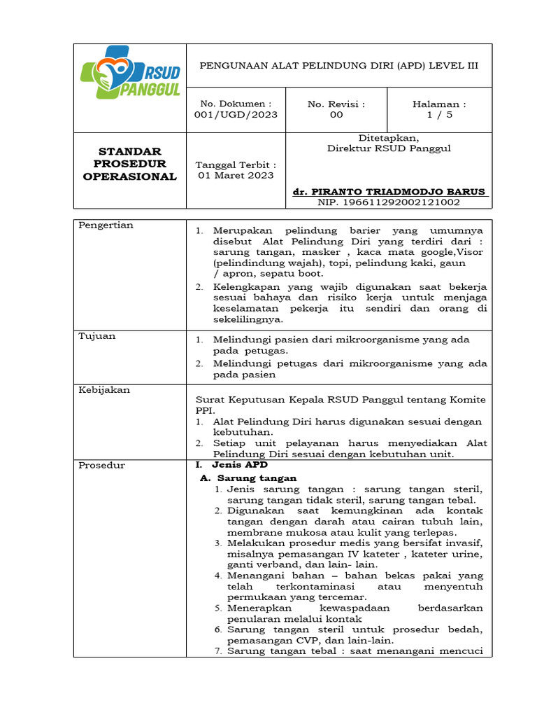 Prosedur Penggunaan APD Level III | PDF | Pengembangan Diri