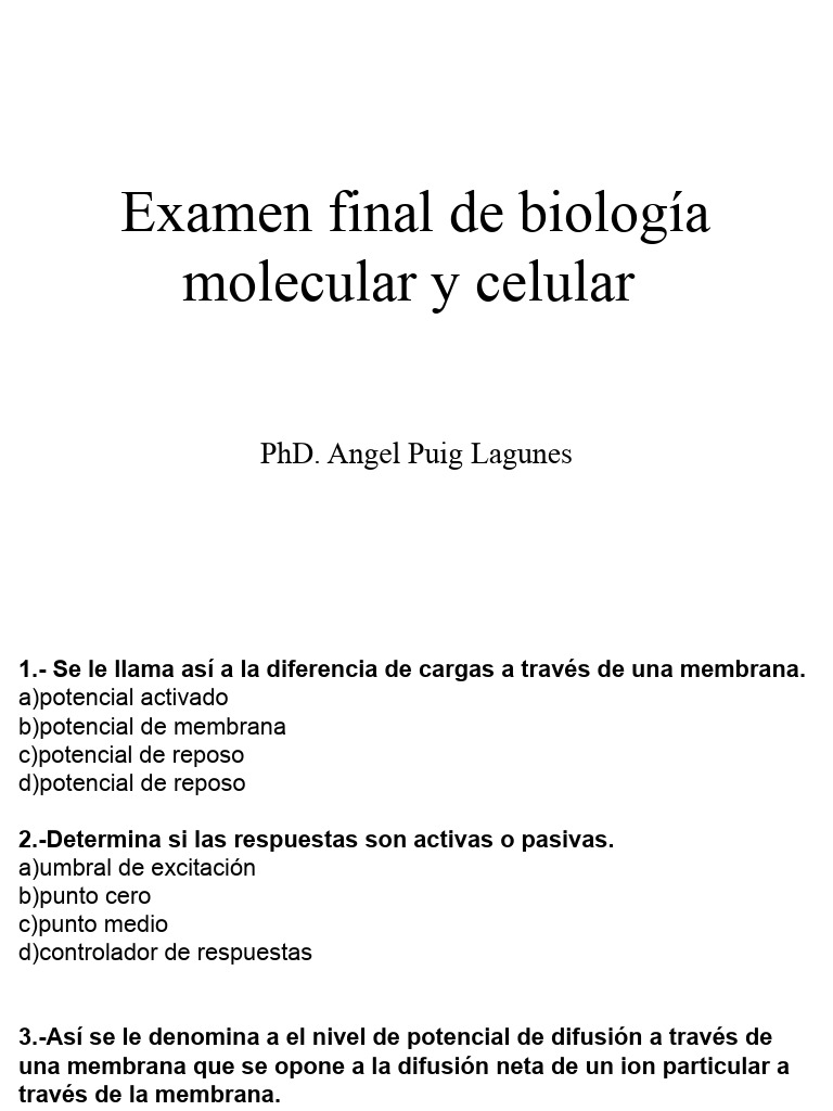 Examen Final de Biologia Molecular y Celular | PDF | Terapia de genes ...