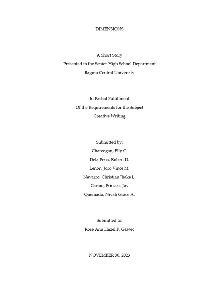 Creative Writing-DIMENSIONS | PDF