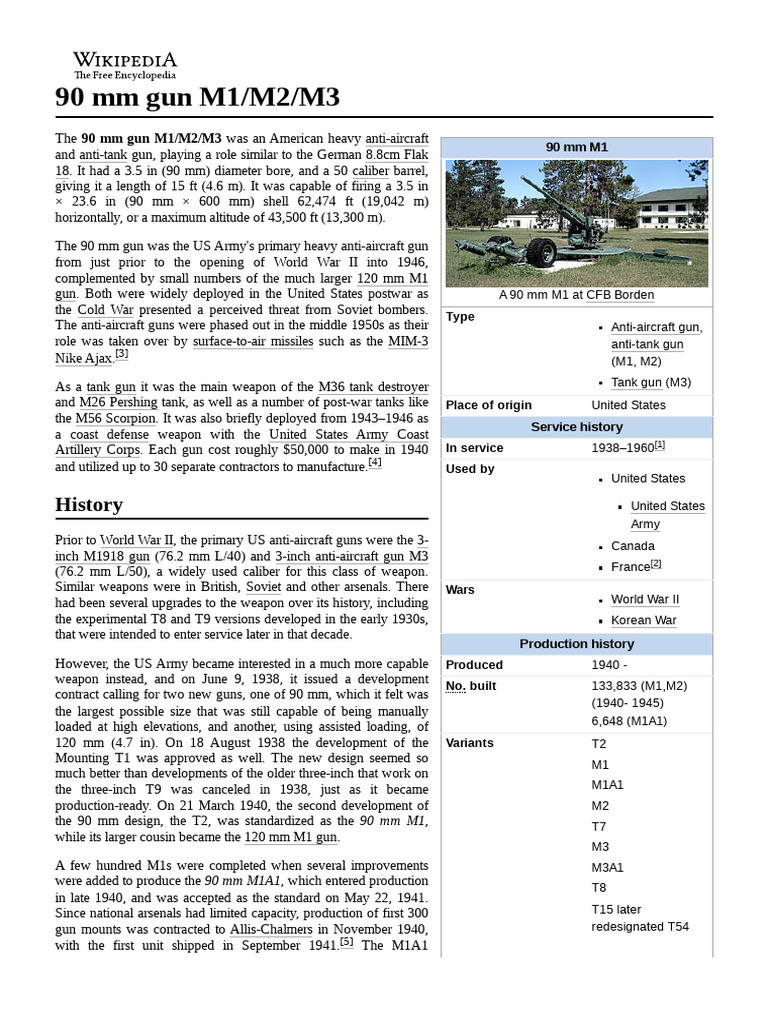 90 MM Gun M1 M2 M3 Wiki | PDF | Hazards | Military Vehicles