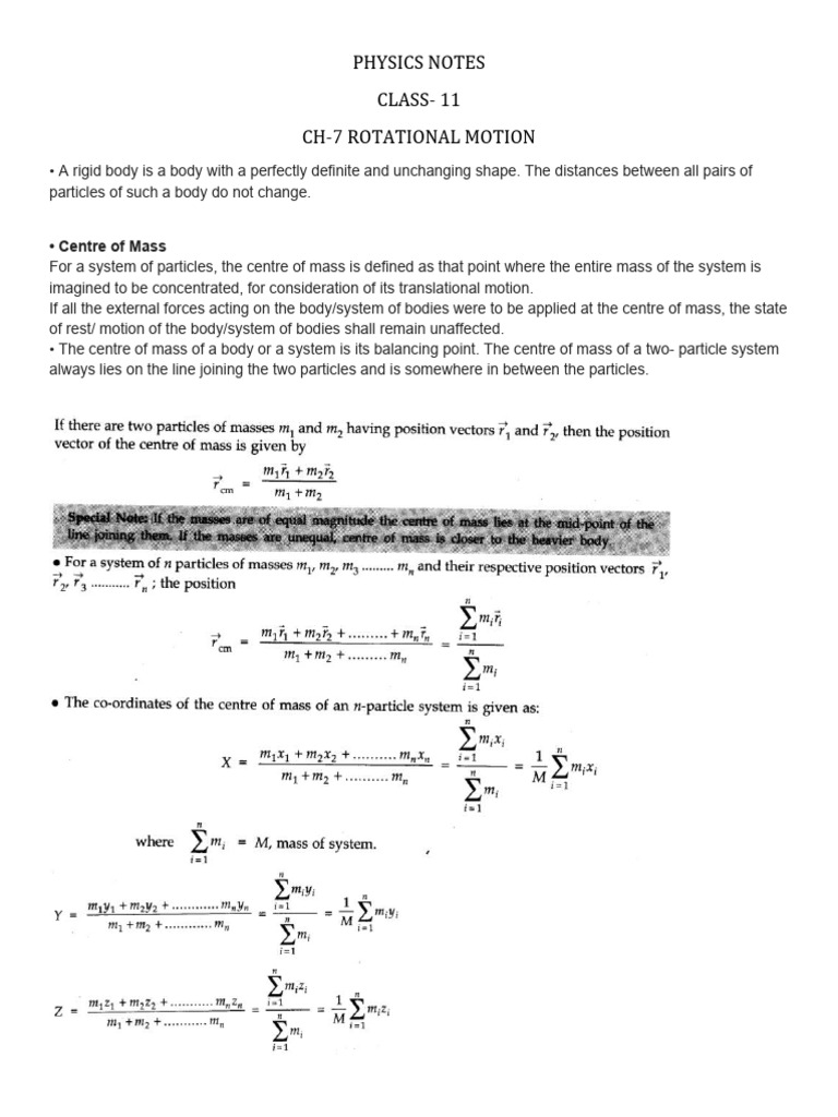 CH-7 Rotational Motion | PDF | Rotation Around A Fixed Axis | Torque