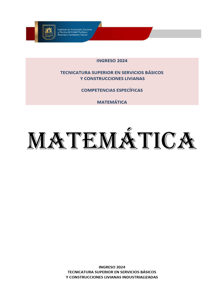 TS CLI Ingreso 2024 - Matematica | PDF | Número natural | Multiplicación