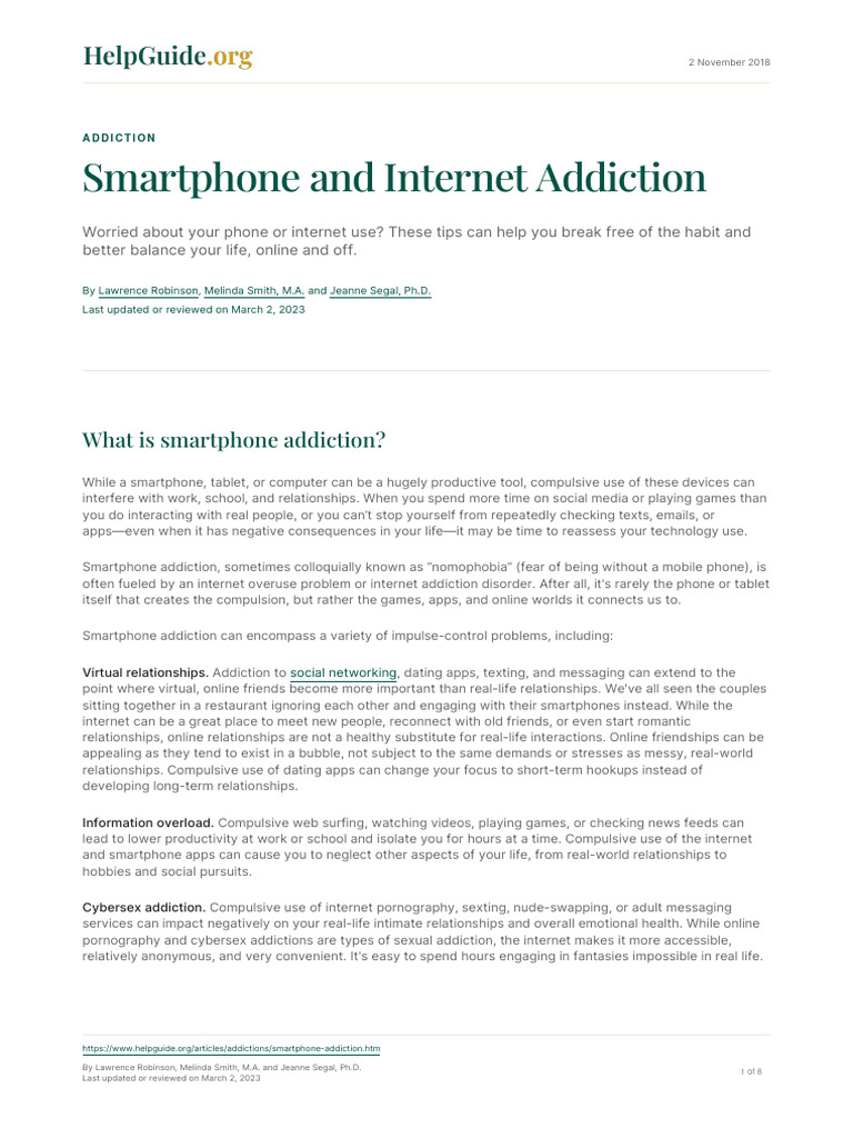 Smartphone and Internet Addiction | PDF | Anxiety | Social Media