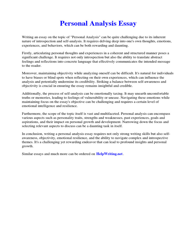 Personal Analysis Essay | PDF | Cell (Biology) | Prokaryote