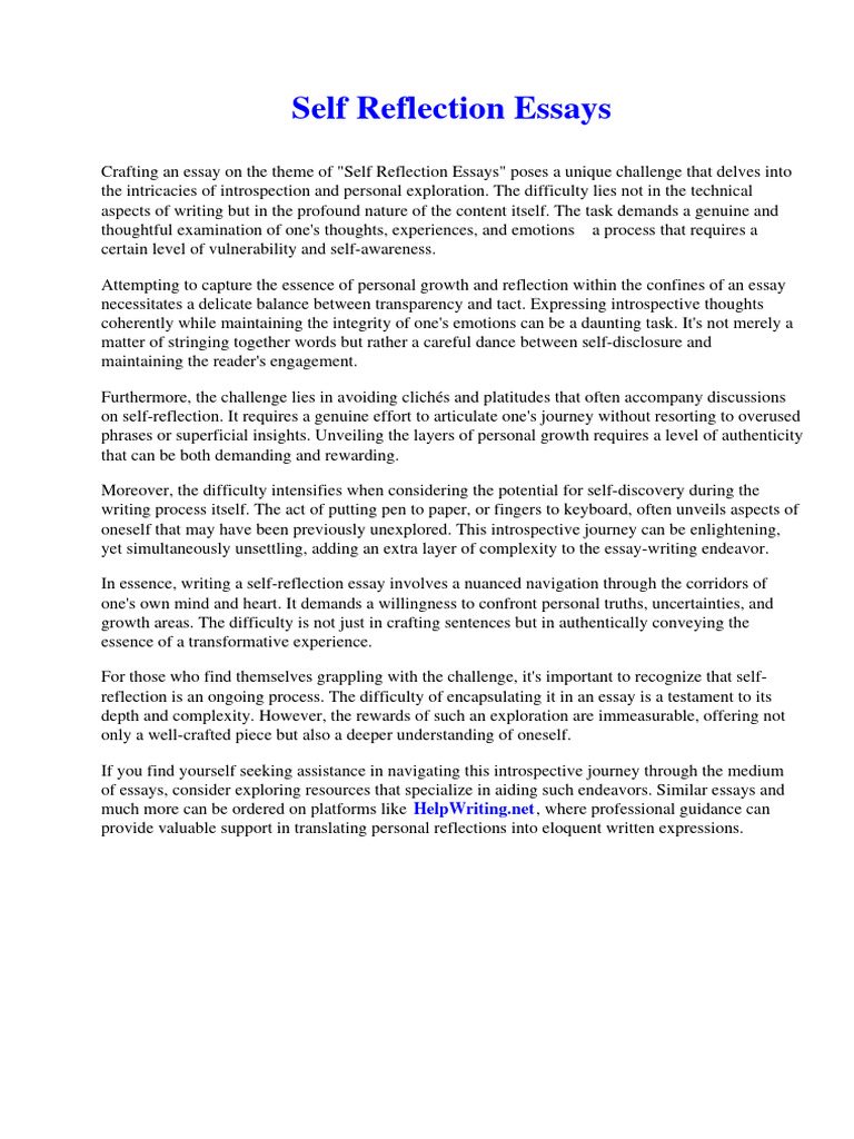 Self Reflection Essays | PDF | Visual System | Neuroscience