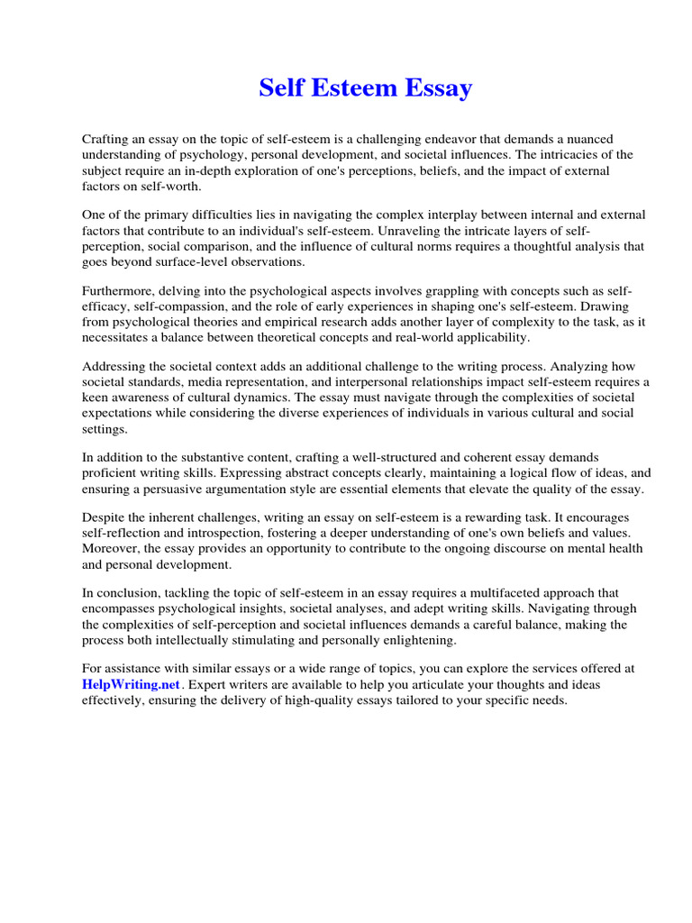 Self Esteem Essay | PDF | Self Esteem Self Esteem Essay | PDF | Self Esteem