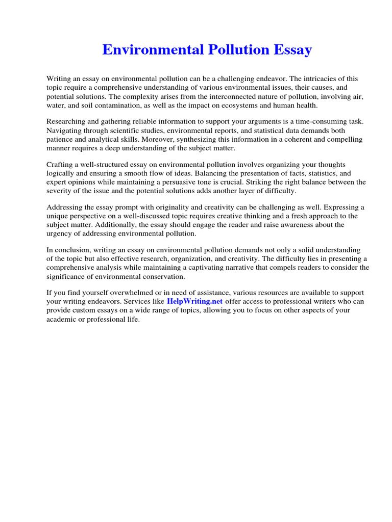 Environmental Pollution Essay | PDF | Adhesive | Surgery