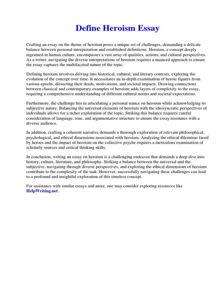 Define Heroism Essay | PDF | Hero | Economies