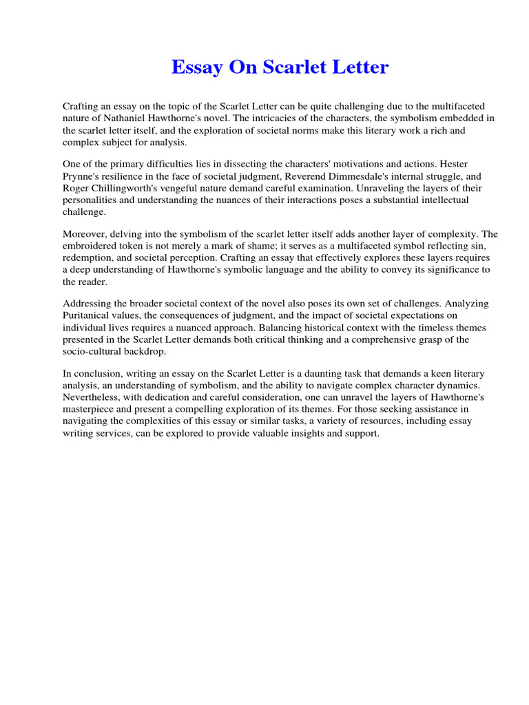 Essay on Scarlet Letter | PDF | The Scarlet Letter | Pepsi Co