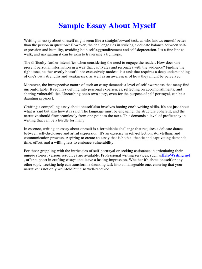 Sample Essay About Myself | PDF | Inverse Problem | Ebenezer Scrooge