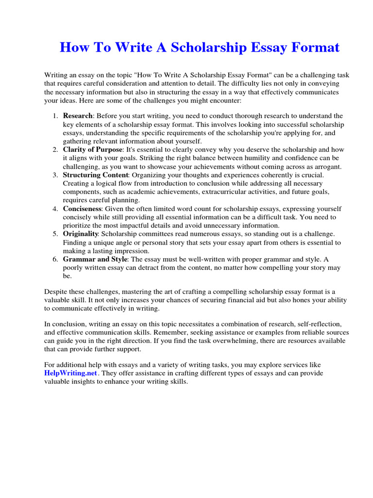 How To Write A Scholarship Essay Format | PDF | Mainframe Computer | Essays