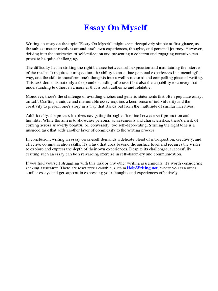 Essay On Myself | PDF | Heart Of Darkness