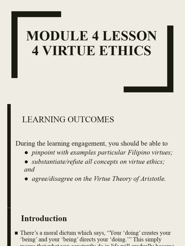 MODULE 4 LES 4a | PDF | Virtue | Virtue Ethics