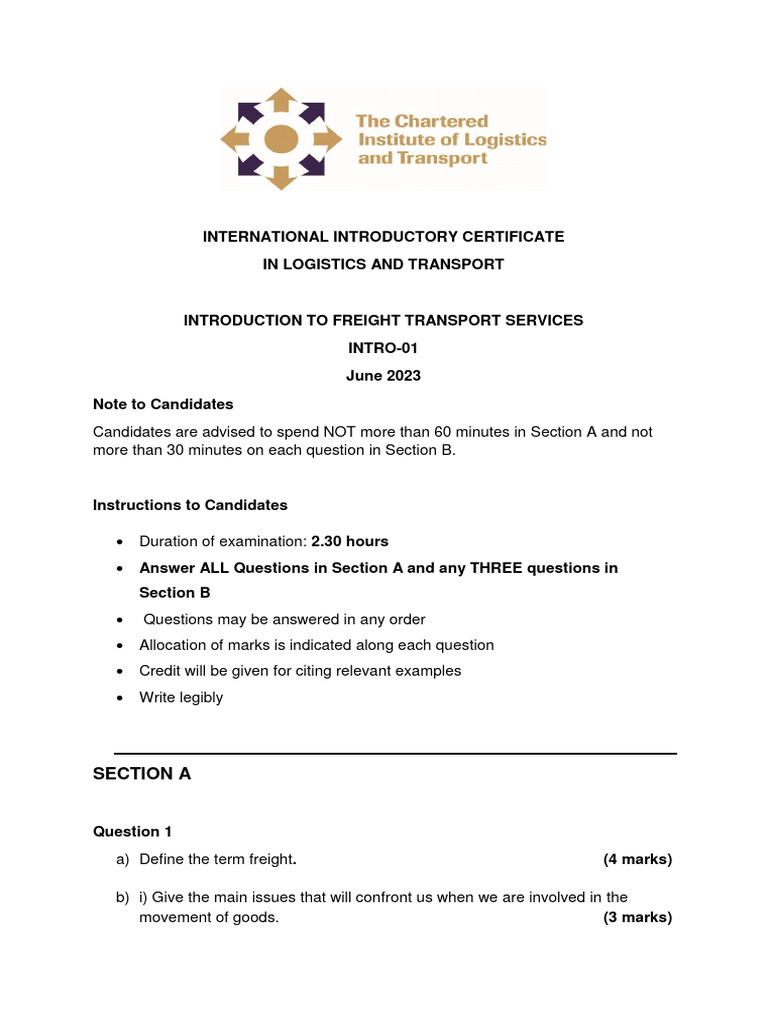 INTRO 01 Introduction To Freight Transport Services | PDF | Transport ...