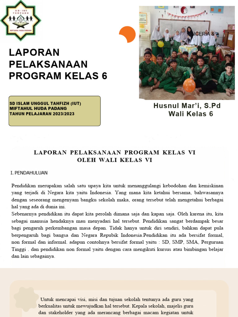Laporan Pelaksanaan Program Kelas 6 | PDF | Karier & Perkembangan | Kesehatan Holistik