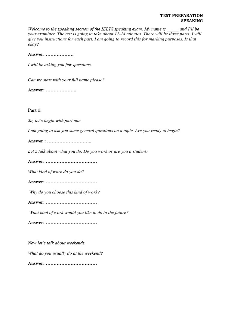 Speaking Practice Script | PDF