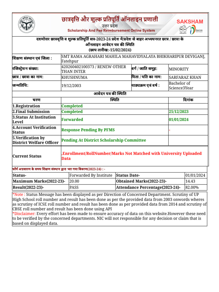 Application Form Status Details | PDF | Computing | Information Technology
