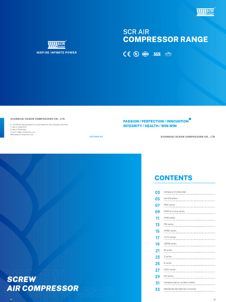 SCR Air Compressors | PDF | Electric Motor | Electric Power Transmission