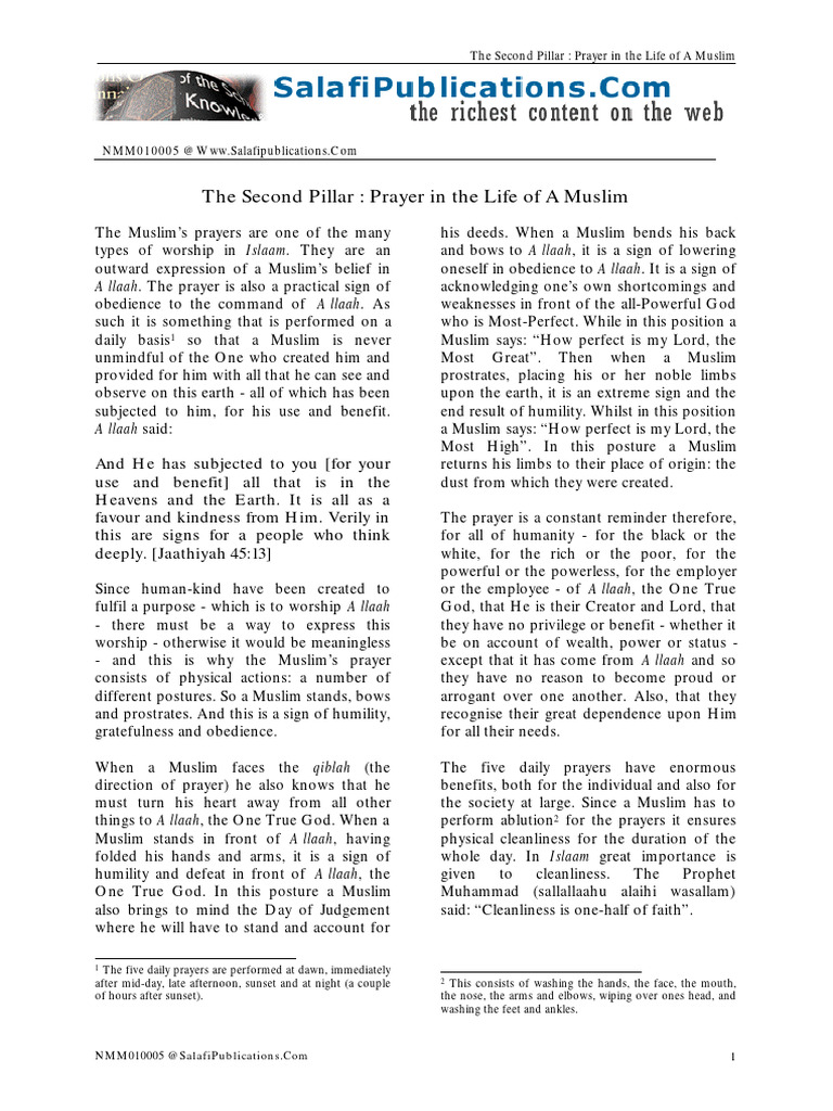 The Second Pillar - The Prayer in The Life of A Muslim | PDF | Prayer | God