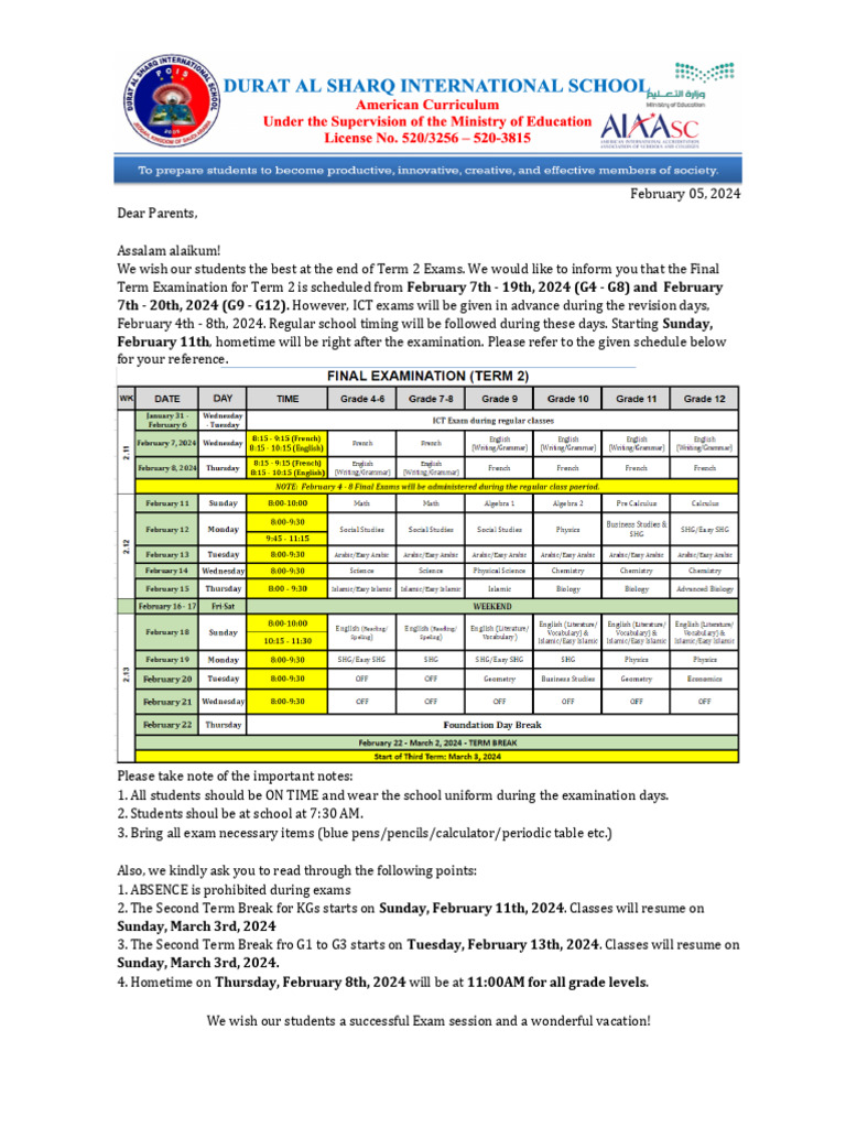 T2 Final Exams Guidelines | PDF