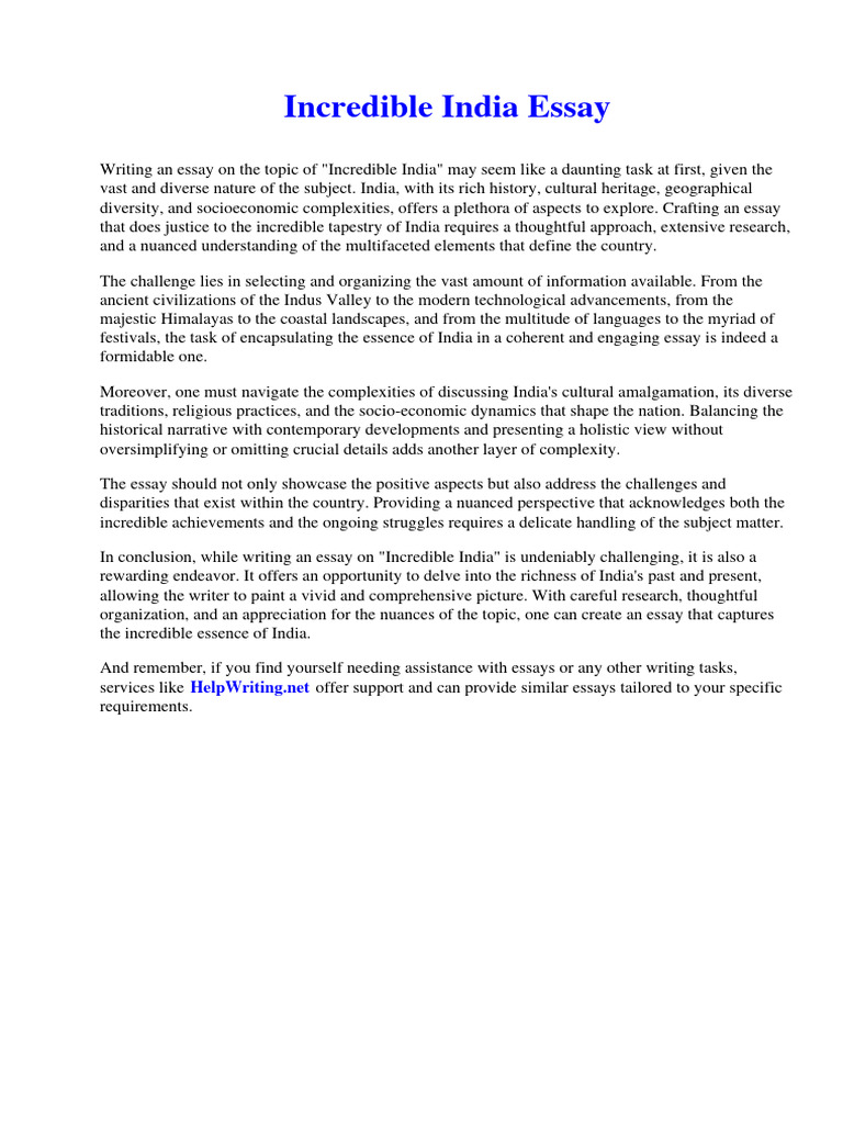 Incredible India Essay | PDF | Grief