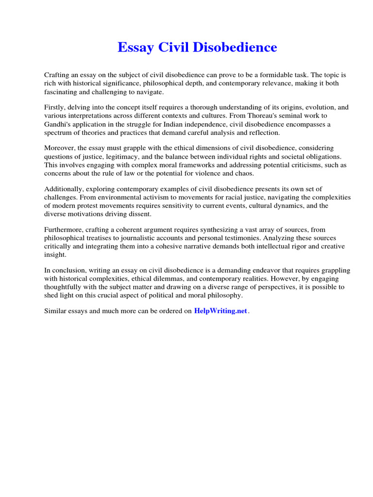 Essay Civil Disobedience | PDF | Elephant | Civil Disobedience