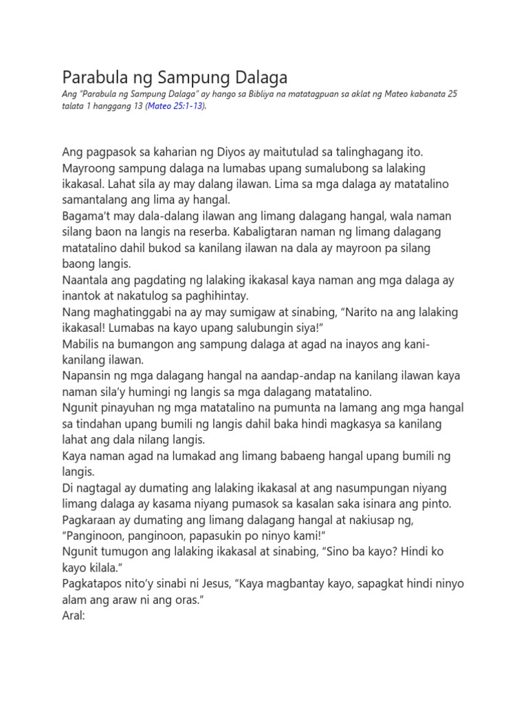 Parabula NG Sampung Dalaga | PDF