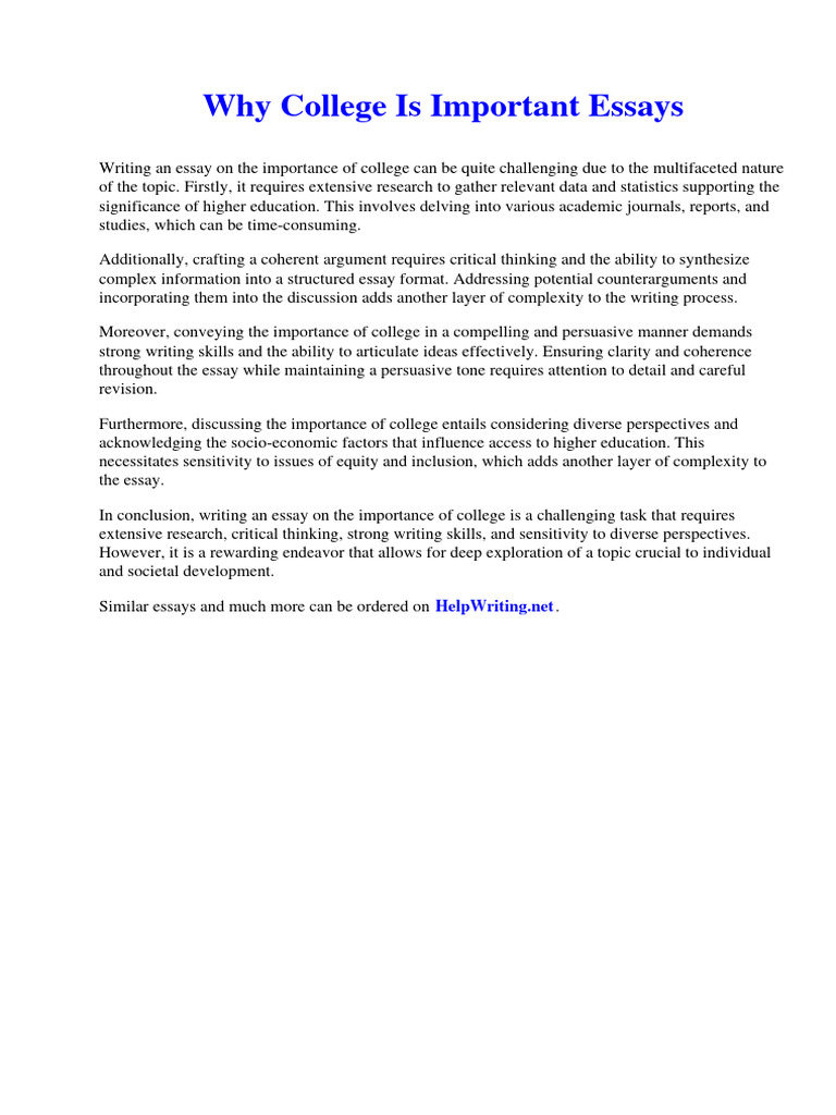 Why College Is Important Essays | PDF | Substance Abuse | Essays