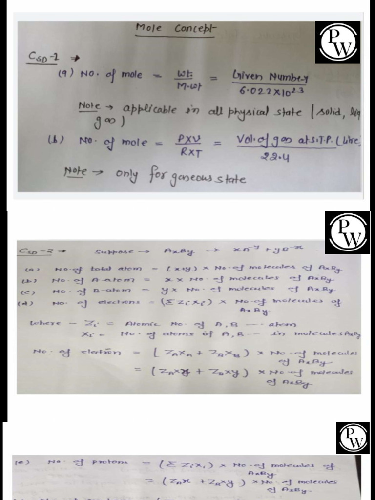 01 - Mole Concept (Chapter 1) CSD | PDF
