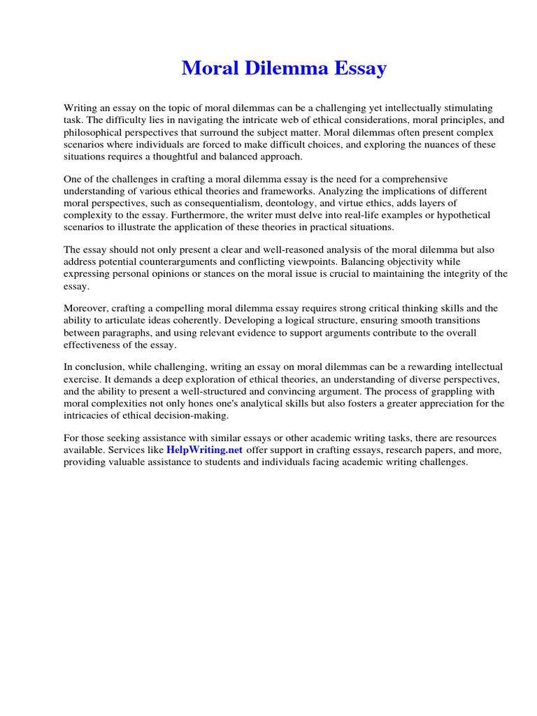 Moral Dilemma Essay | Download Free PDF | Essays | Chemical Polarity
