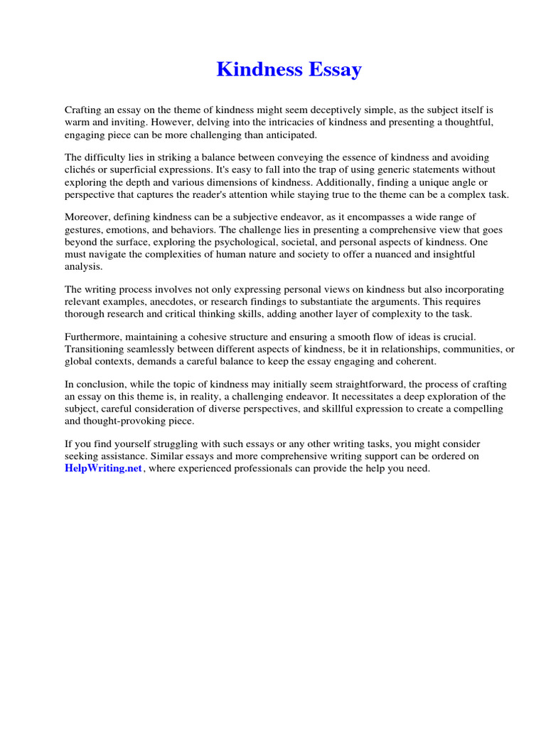 Kindness Essay | PDF | Software Development Process | Sherlock Holmes