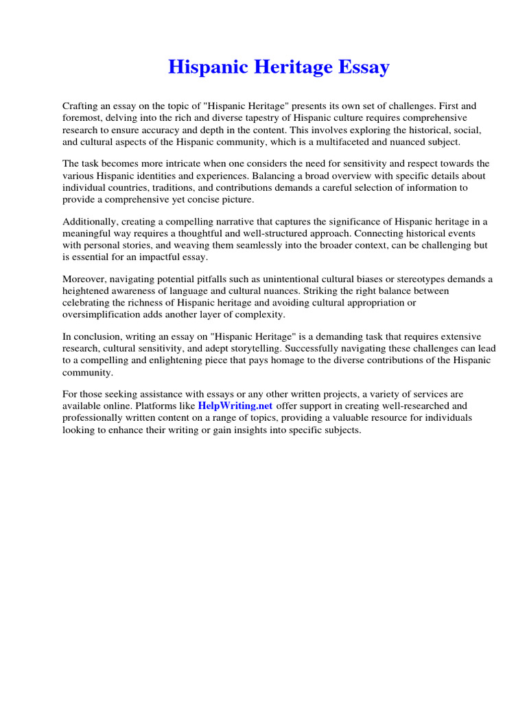 Hispanic Heritage Essay | PDF