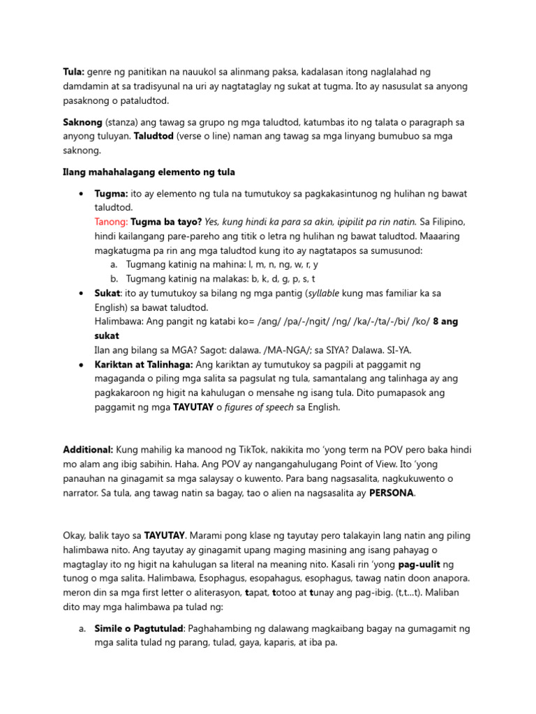 Tula Lecture Notes | PDF