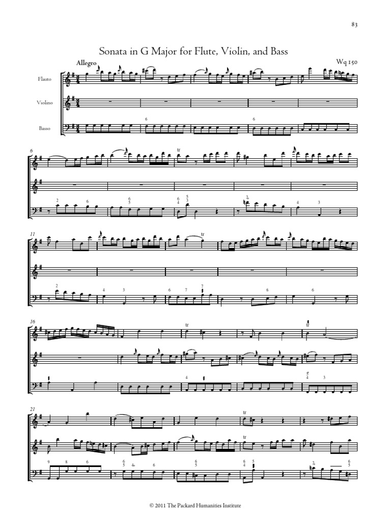 C. P. E. Bach, Trio Sol M Wq150 | PDF | Baroque Music | Music Theory