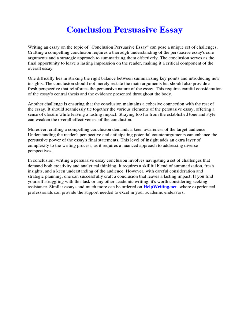 Persuasive Essay Conclusion Tips | PDF | Critical Thinking | Thought