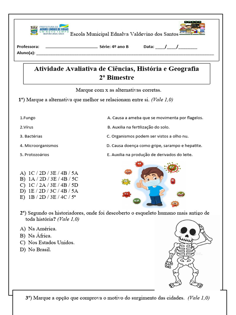Avaliação de Ciências, História e Geografia 2º Bimestre | PDF | Barter ...